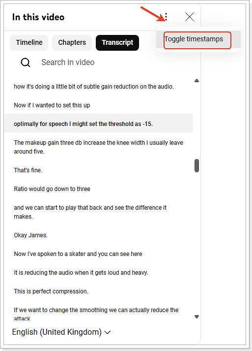 How to Open Transcript on YouTube